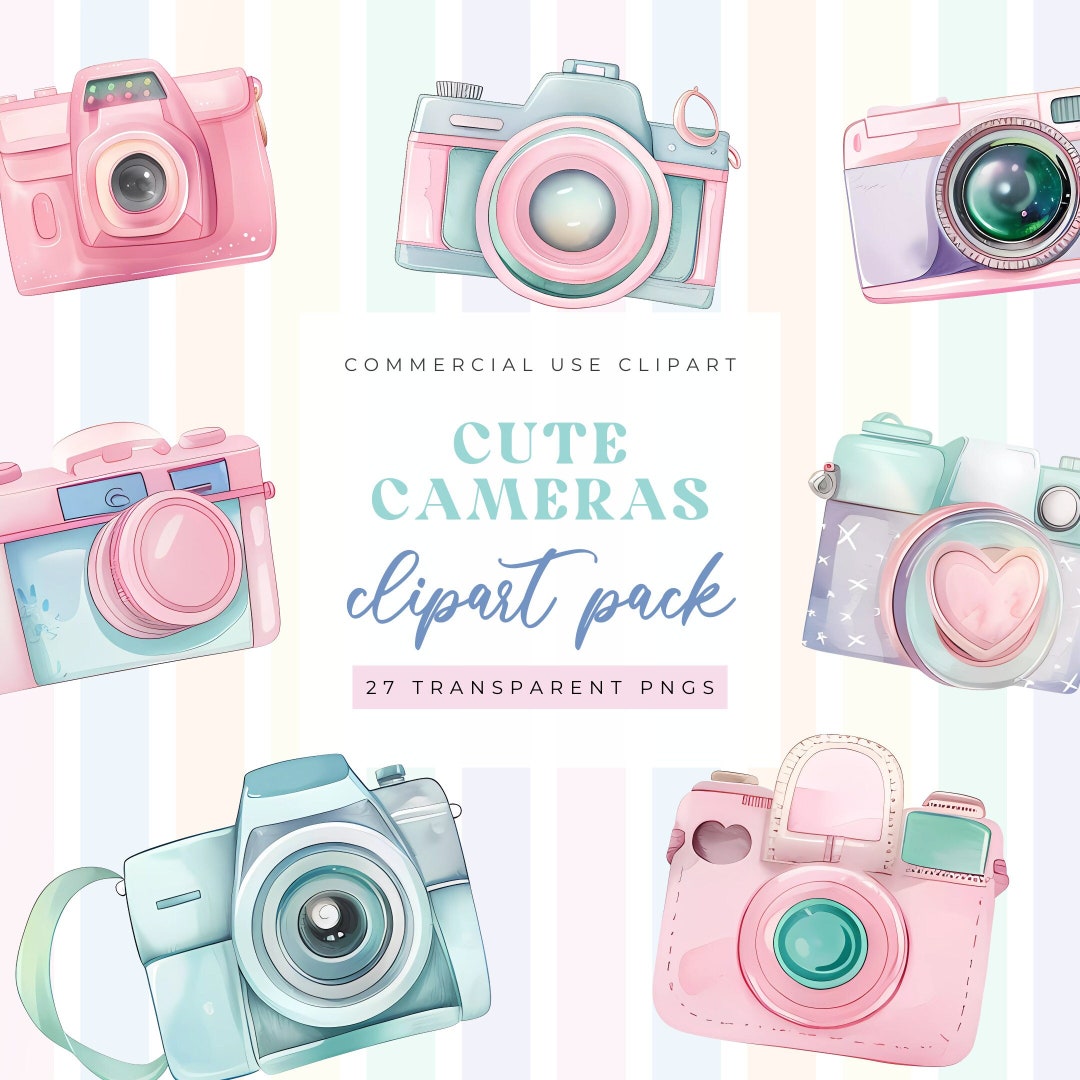 Vintage Camera Clipart Set, Polaroid Watercolor Kawaii Photography ...