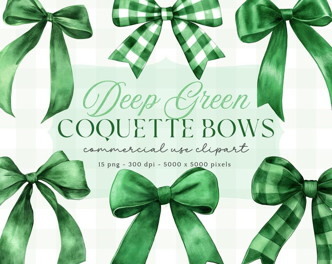 Watercolor Green Bows Png, Clipart Bow Collection Ribbon Bow Clip Art ...