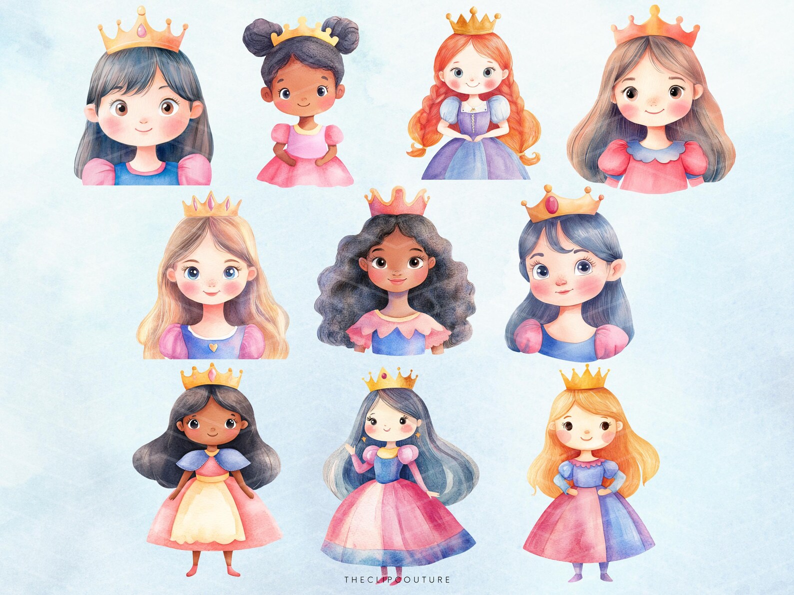 Watercolor Cute Little Kingdom Clipart, Magic Kingdom PNG, Fairytale ...