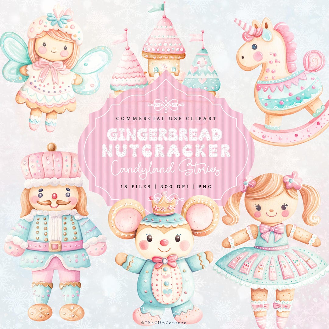 Pastel Christmas Clipart: Nutcracker PNG, Gingerbread Graphics ...