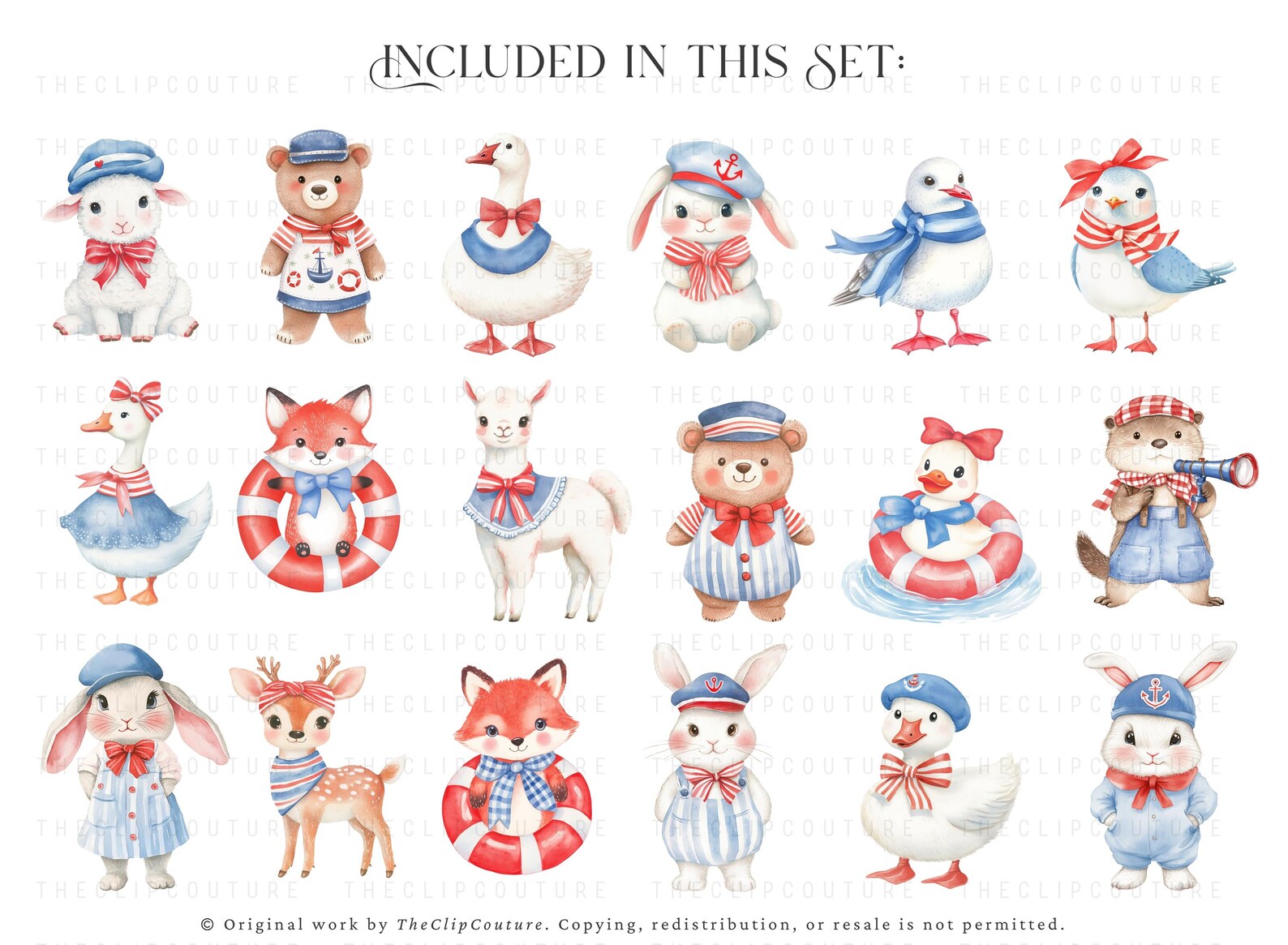 Fisherman Animals Clipart: Nautical Nursery Art, Sea Animals, Baby ...
