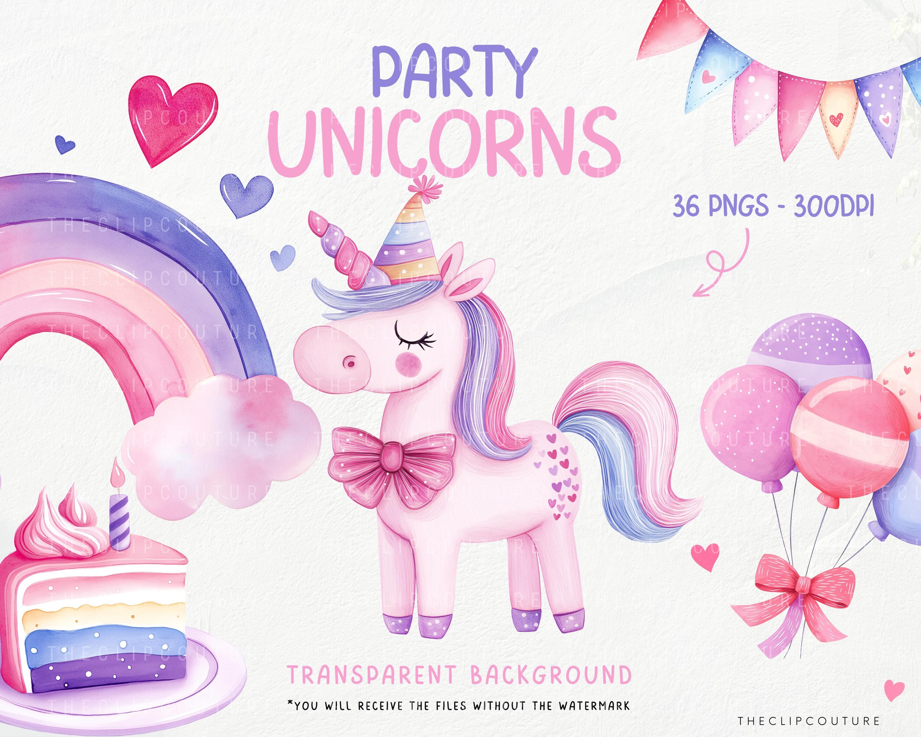 Birthday Unicorn Clipart, Unicorn PNG, Party Unicorn, Watercolor ...