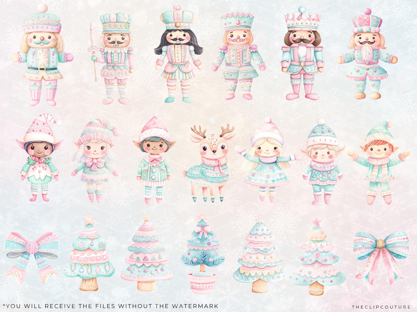Pastel Christmas Clipart, Candyland Cute Watercolor, Nutcracker PNG ...
