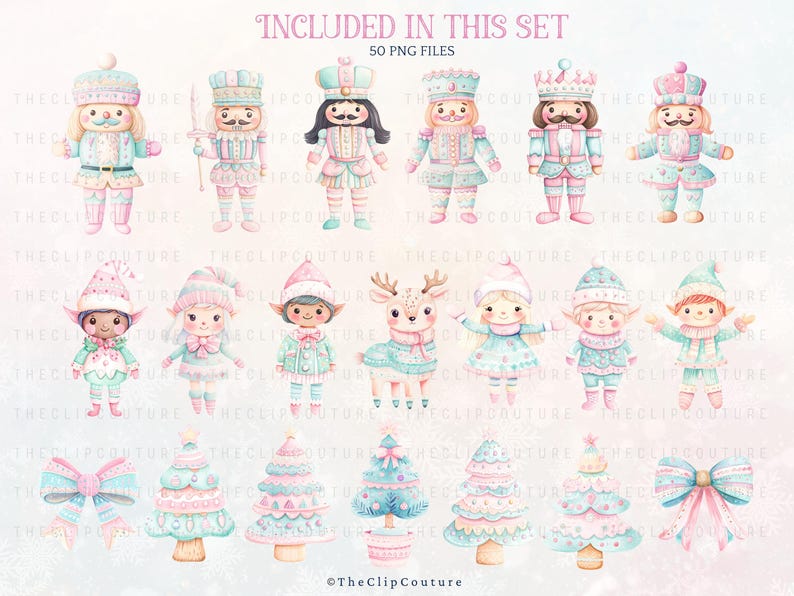 Pastel Christmas Clipart, Candyland Cute Watercolor, Nutcracker PNG ...