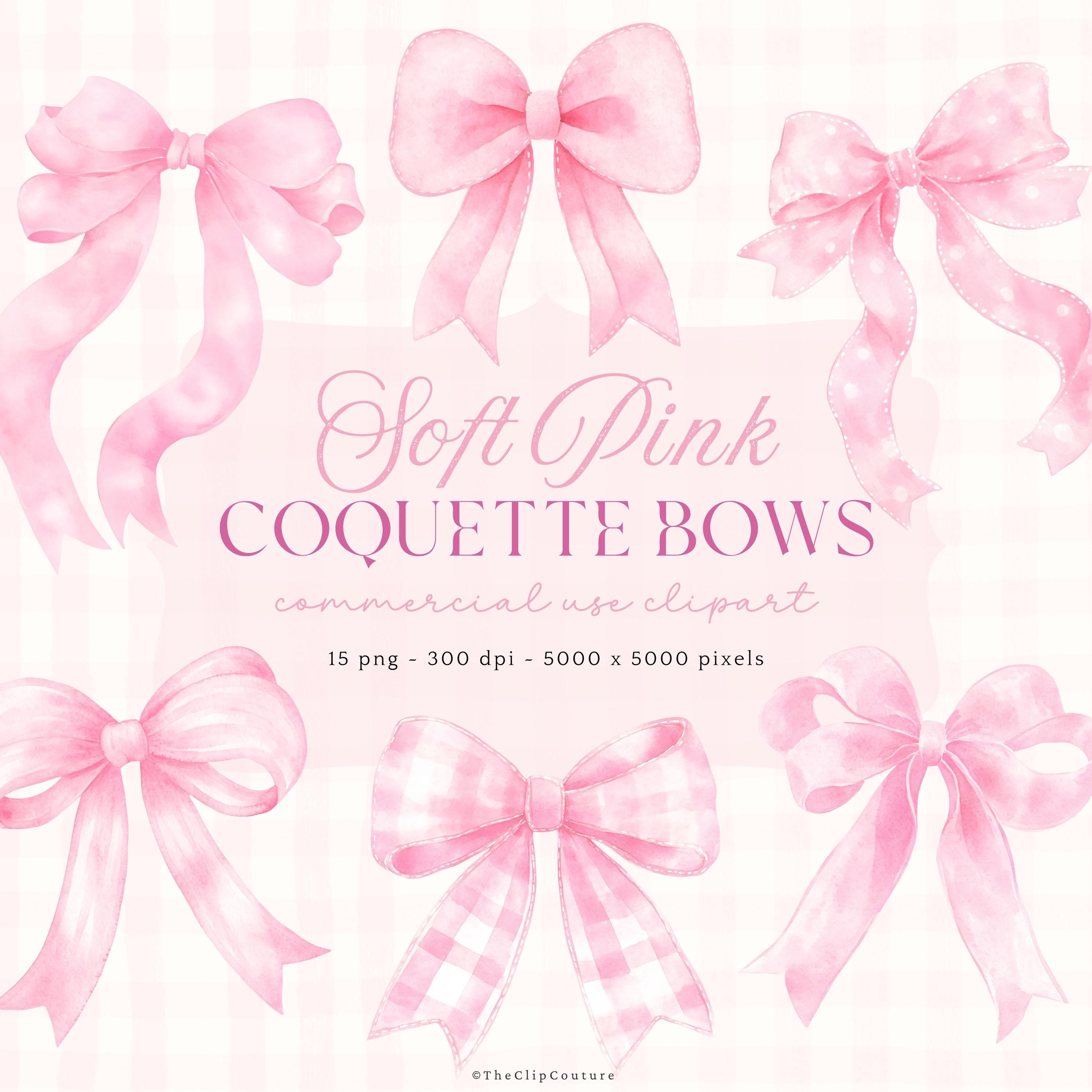 Watercolor Pink Bows Clipart, Coquette Ribbon PNG (digital Download) - Etsy