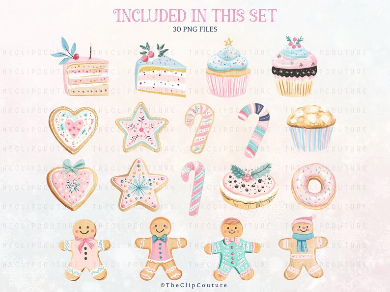 Pastel Christmas Clipart, Pink Christmas PNG, Sweets Clipart ...