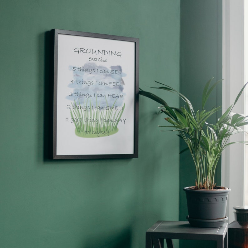 Grounding Exercise, Grounding Technique, Grounding Poster, Therapy, ACT ...