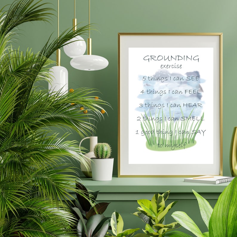Grounding Exercise, Grounding Technique, Grounding Poster, Therapy, ACT ...