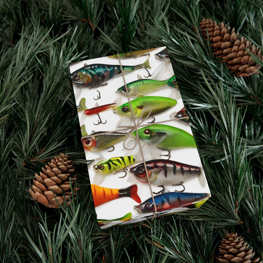 Wrapping Papers, Fishing Lure Christmas/birthday Gift Wrap, Holiday ...
