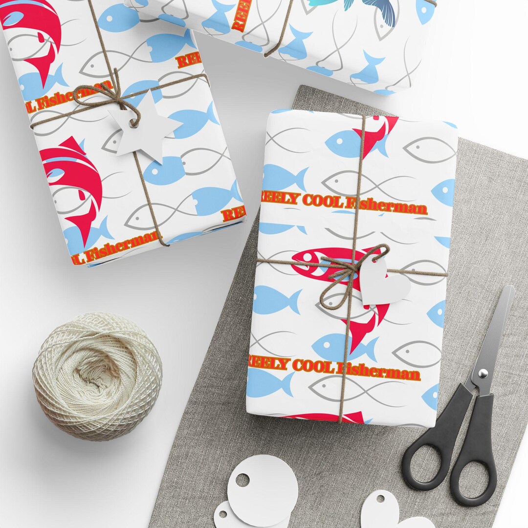 Fisherman Wrapping Papers, Fishing Gift Wrap, Nautical Present ...