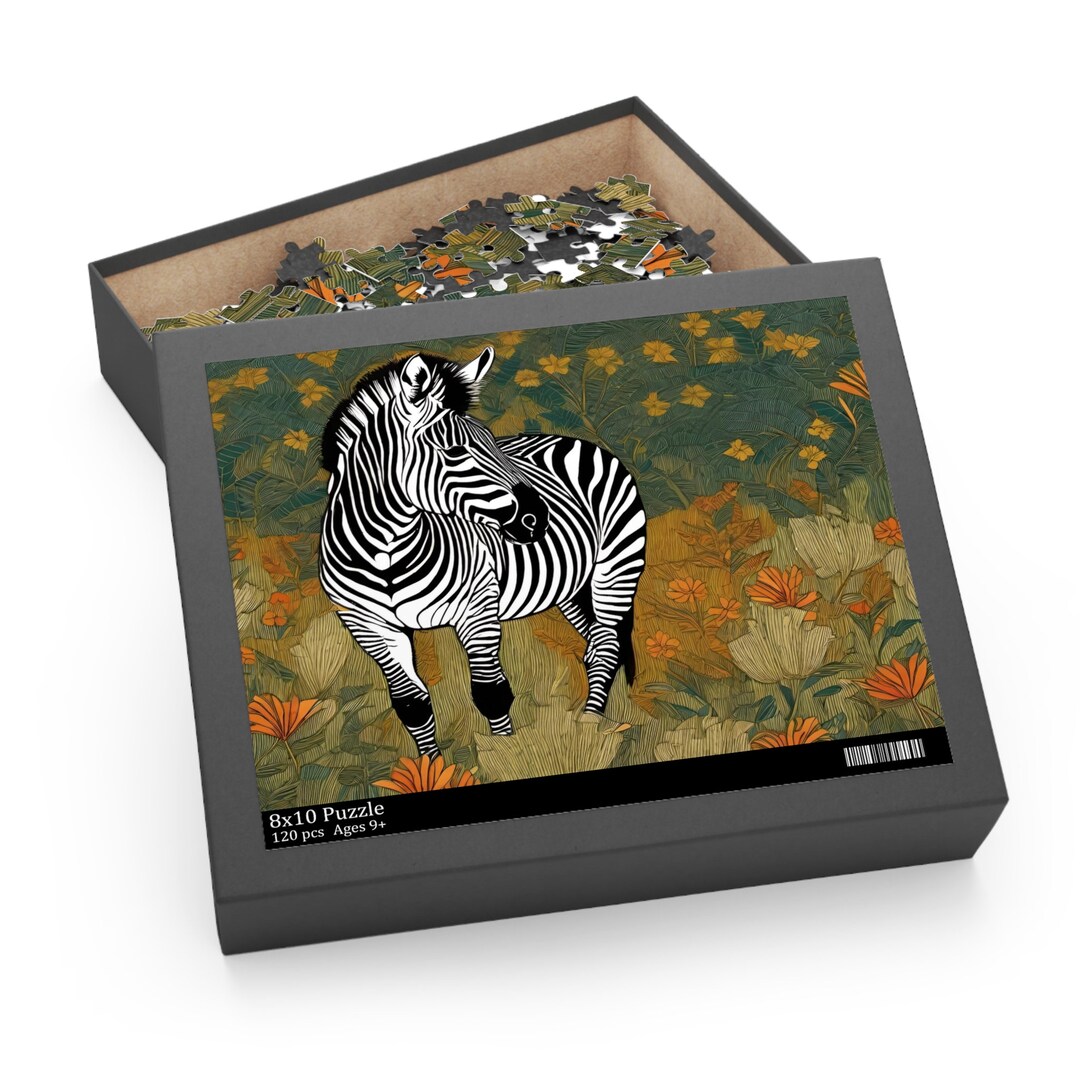 Zebra Puzzle, Zebra Jigsaw Puzzle, Savanna Wall Art, Zebra Artwork ...