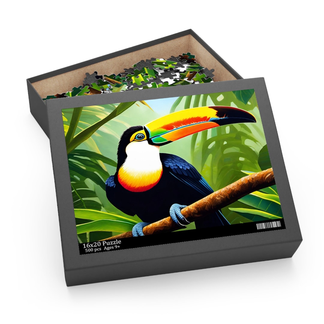 Toucan Puzzle, Toucan Jigsaw Puzzle, Bird Wall Art, Tropical Painting ...