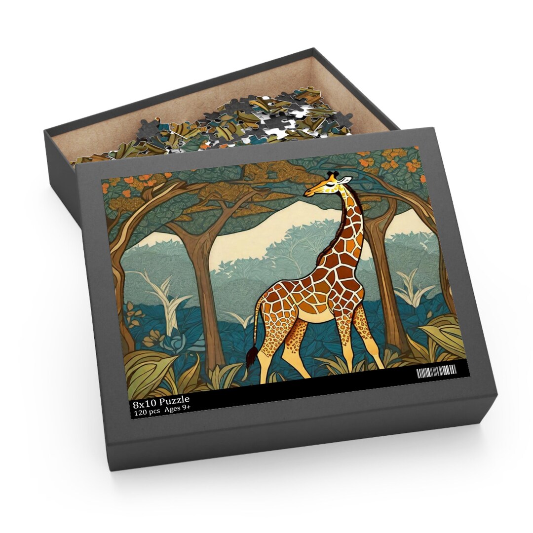 Giraffe Puzzle, Giraffe Jigsaw Puzzle, Artwork of a Giraffe Canvas ...