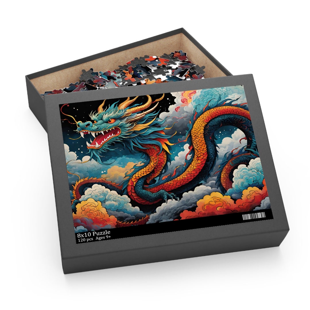 Chinese Dragon Puzzle, Year of the Dragon, Painting of Chinese Dragon ...