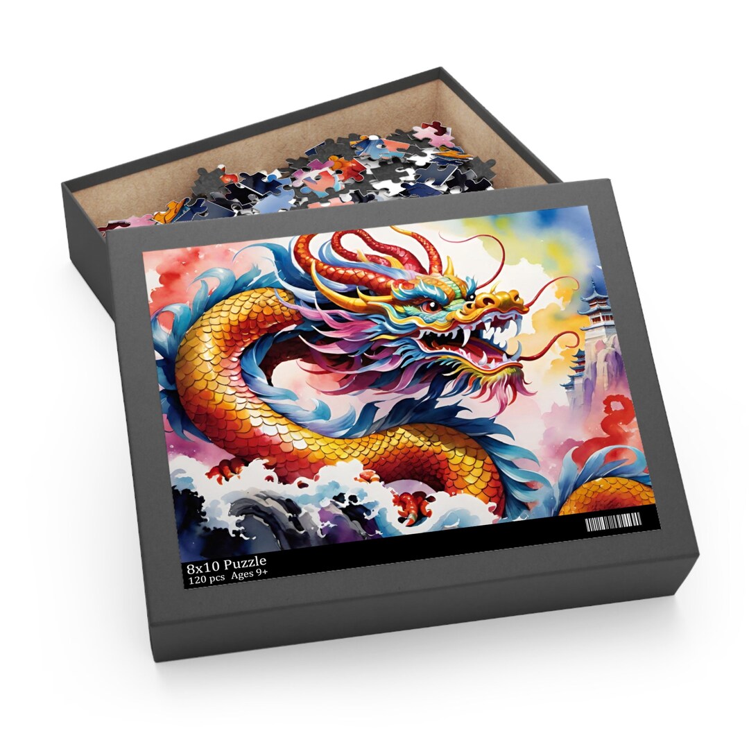 Chinese Dragon Puzzle, Year of the Dragon, Painting of Chinese Dragon ...