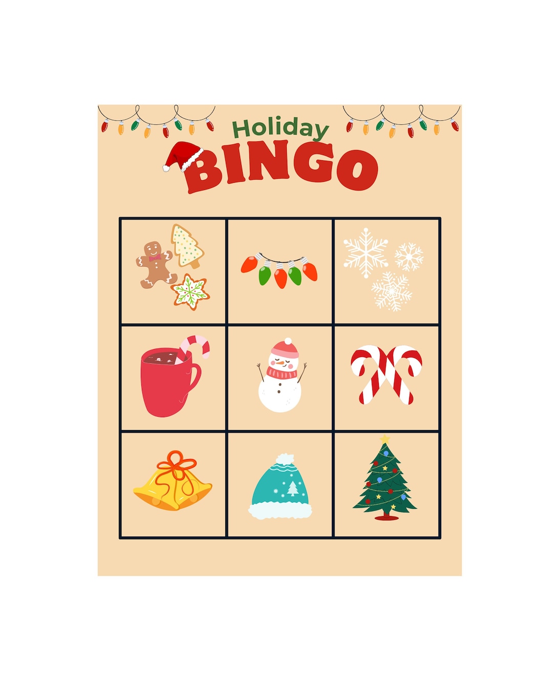 Holiday Christmas Bingo 3x3 Boards, Set of 8 With Graphics Sheet and ...