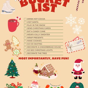 Holiday Bucket List Printable for Kids and Family Christmas - Etsy