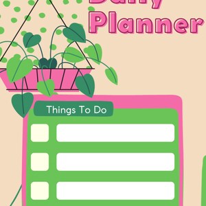 Pink and Green Daily Planner Page With To-do List, Goals, and Reminders ...