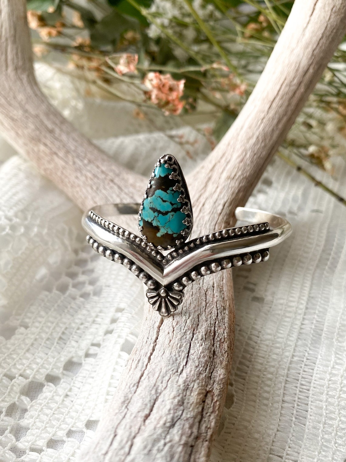 SUNRAY Cuff-silver and Turquoise Cuff Bracelet, Sterling Silver Cuff ...