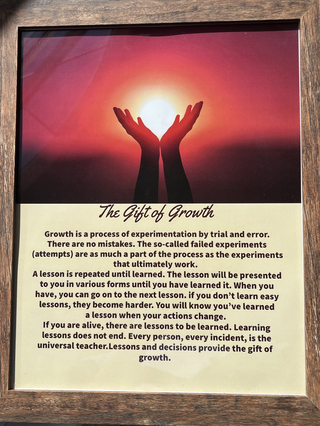 The Gift of Growth Motivational Wall Art Brown Wood Frame - Etsy