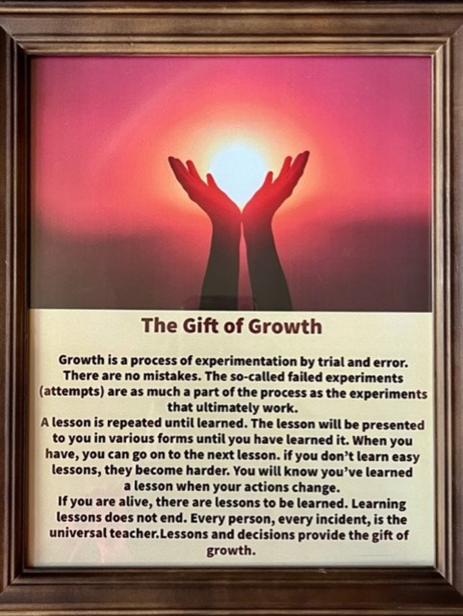 The Gift of Growth Motivational Wall Art Brown Wood Frame - Etsy