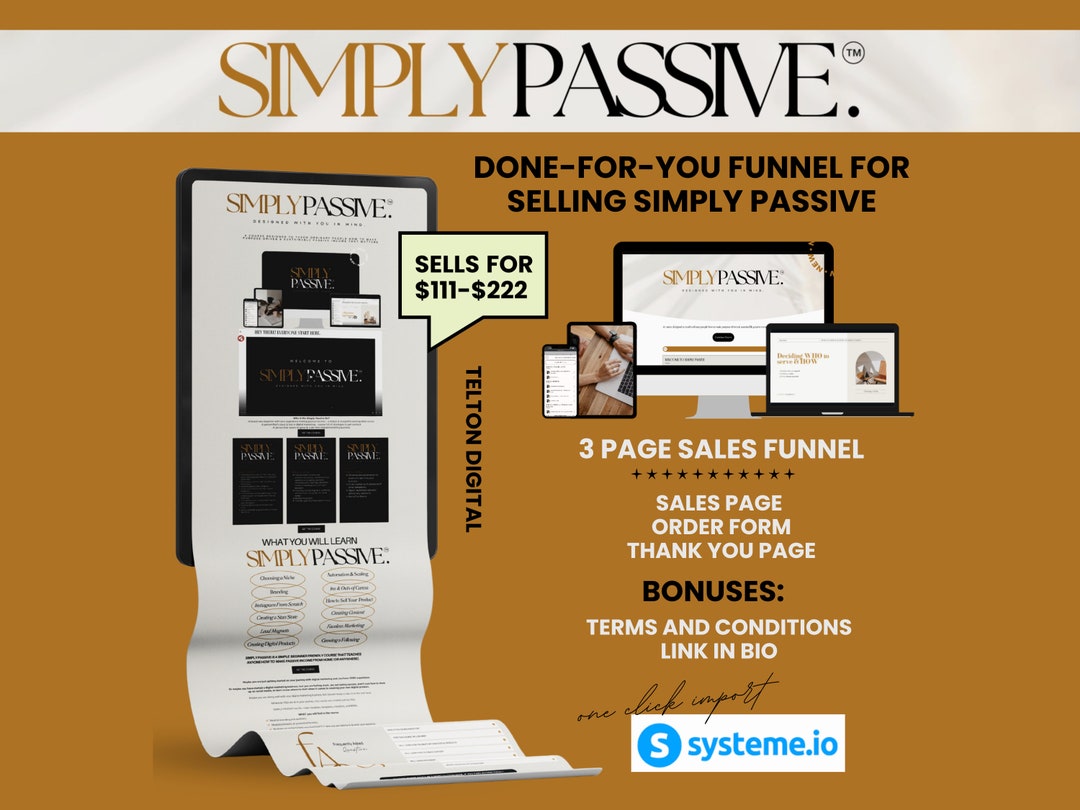 Simply Passive Course Funnel | One Click Import Systeme.io | Faceless ...