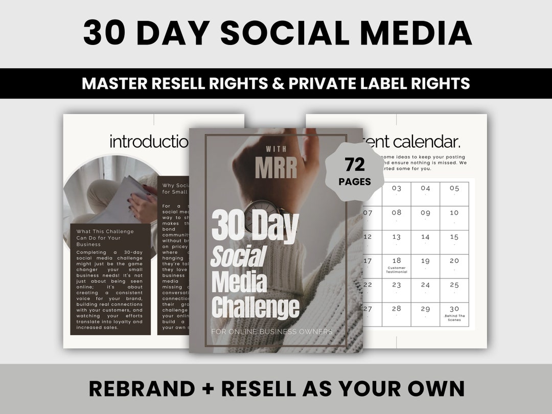 30 Day Social Media Challenge Guide & Workbook | Master Resell Rights ...