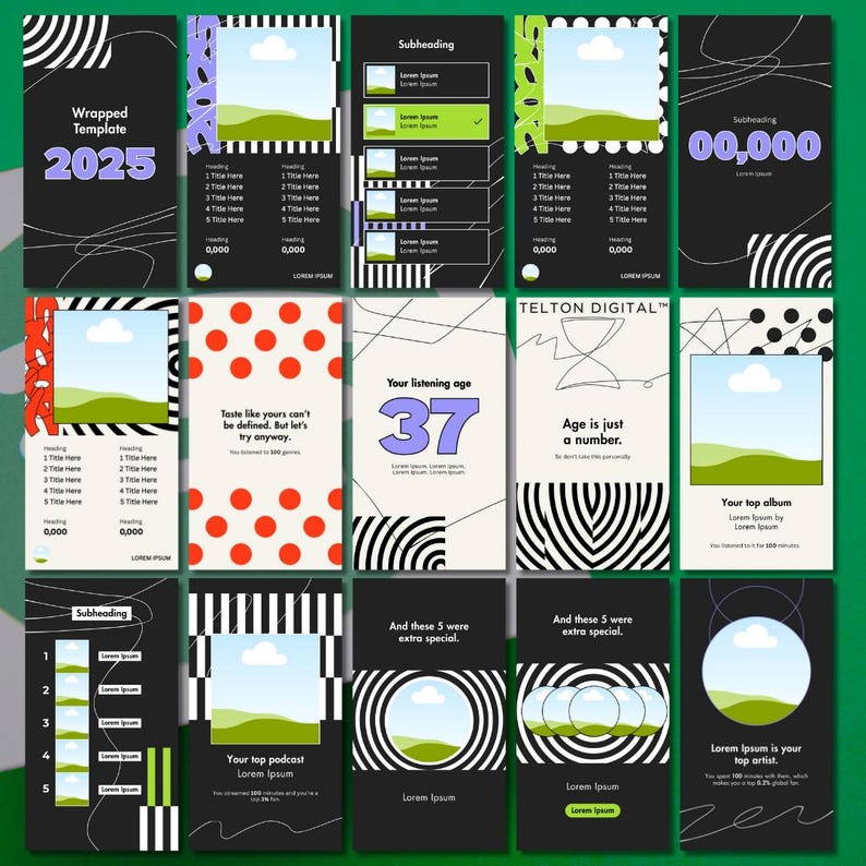 30+ Spotify Wrapped 2025 Editable Canva Templates | Social Media Recap ...