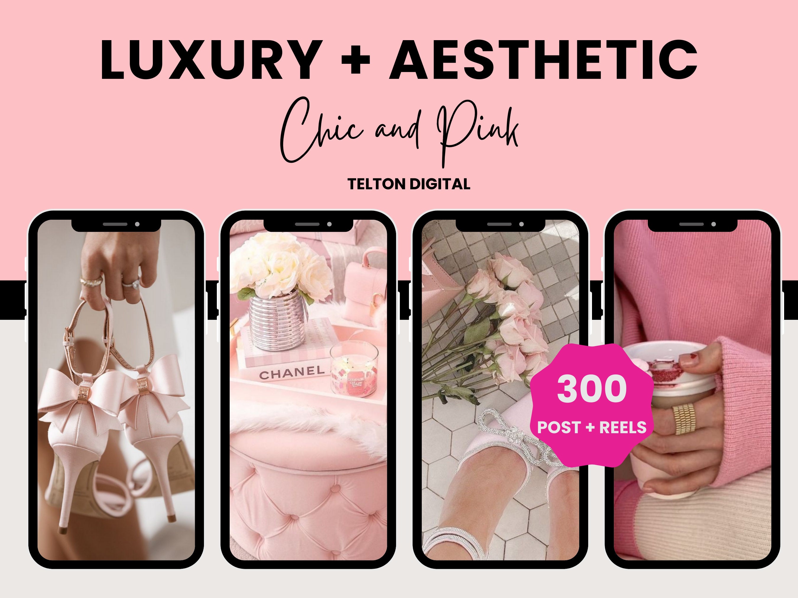 Chic Pink Faceless Reels & Photos Bundle With MRR Instagram Faceless ...