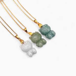 Jade Hello Kitty Jade Necklace, Natural Grade A Burmese Jadeite ...