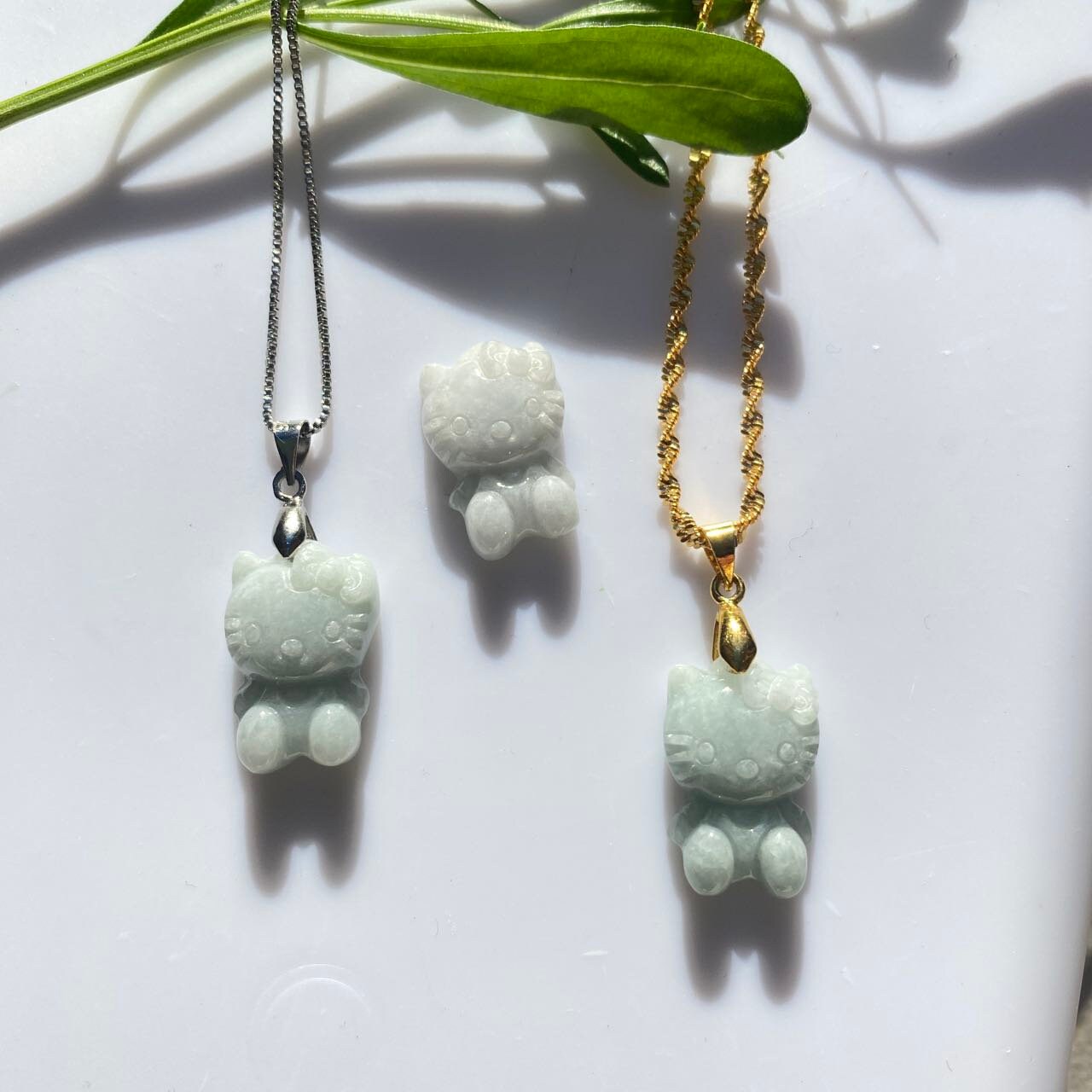 Jade Hello Kitty Jade Necklace, Natural Grade A Burmese Jadeite ...