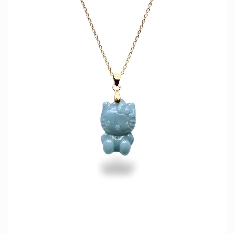 Jade Hello Kitty Jade Necklace, Natural Grade A Burmese Jadeite ...