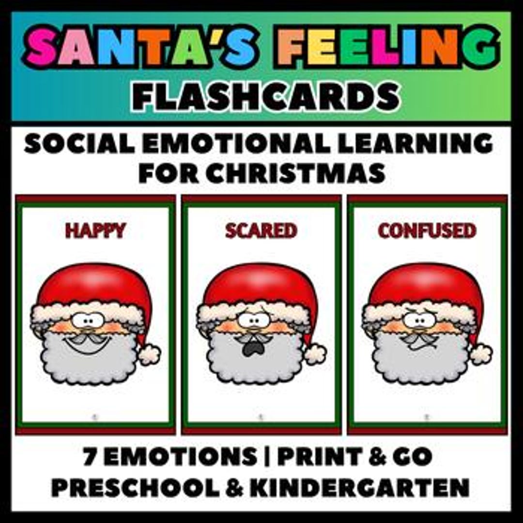 Santa Emotions Flashcards | Social Emotional Learning SEL - Etsy