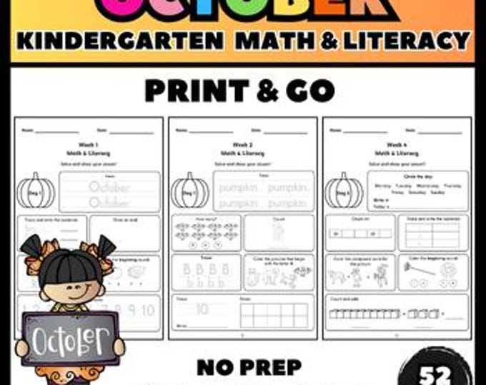 Halloween Activities for Kindergarten Math and Literacy No Prep ...