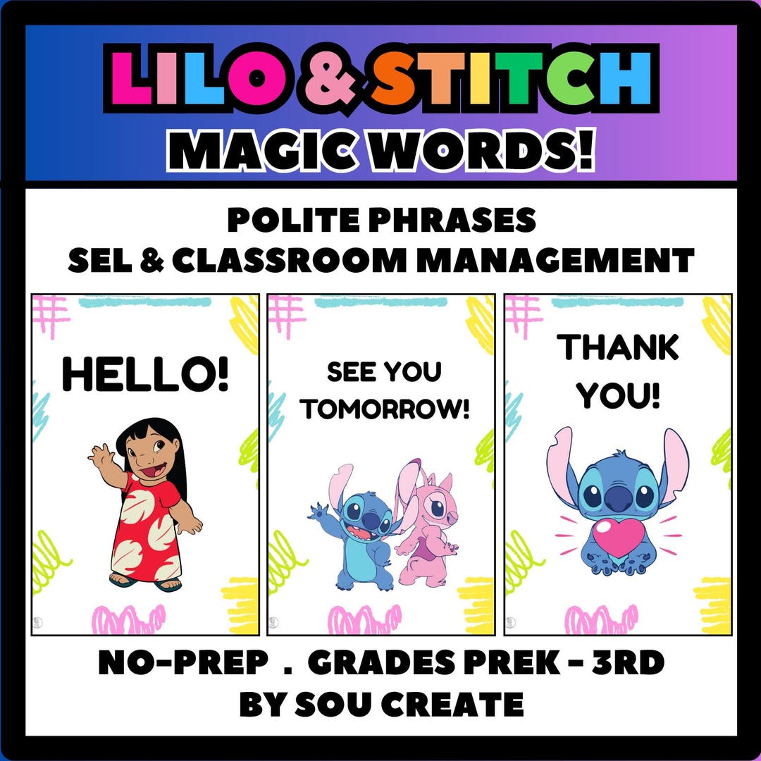 Lilo & Stitch Classroom Manners Posters | SEL Polite Phrases | Digital ...