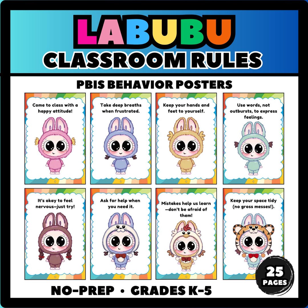 Labubu Inspired Classroom Rules Posters | PBIS Behavior Management ...