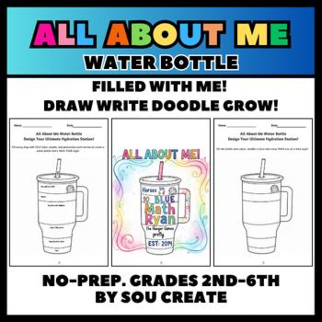 All About Me Water Bottle Activity | SEL Back to School Project - Etsy