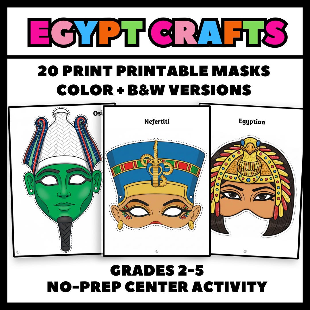 Ancient Egypt Masks for Teachers & Homeschoolers | No-prep History ...