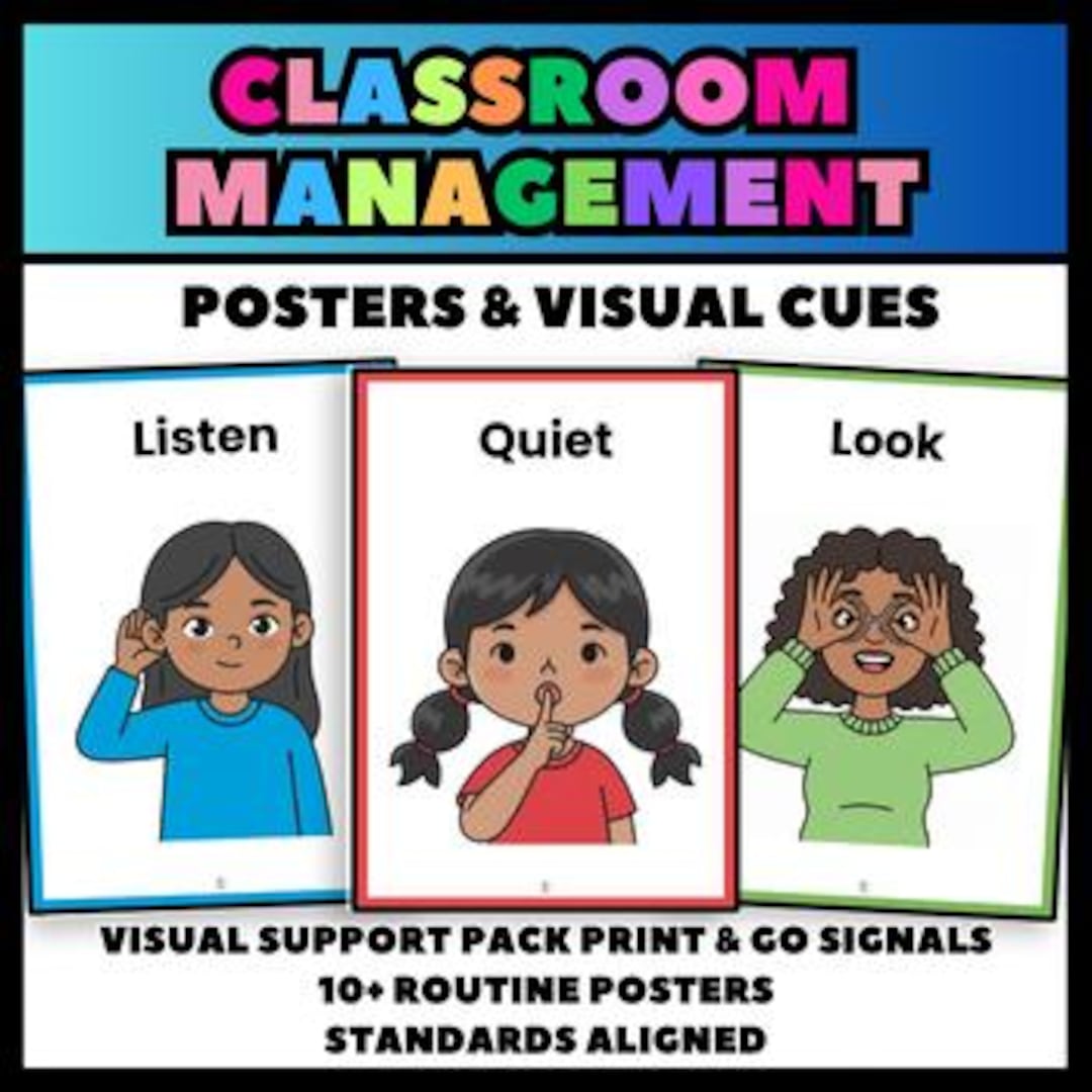 Boho Classroom Management Posters | Nonverbal Hand Signals (PDF) - Etsy