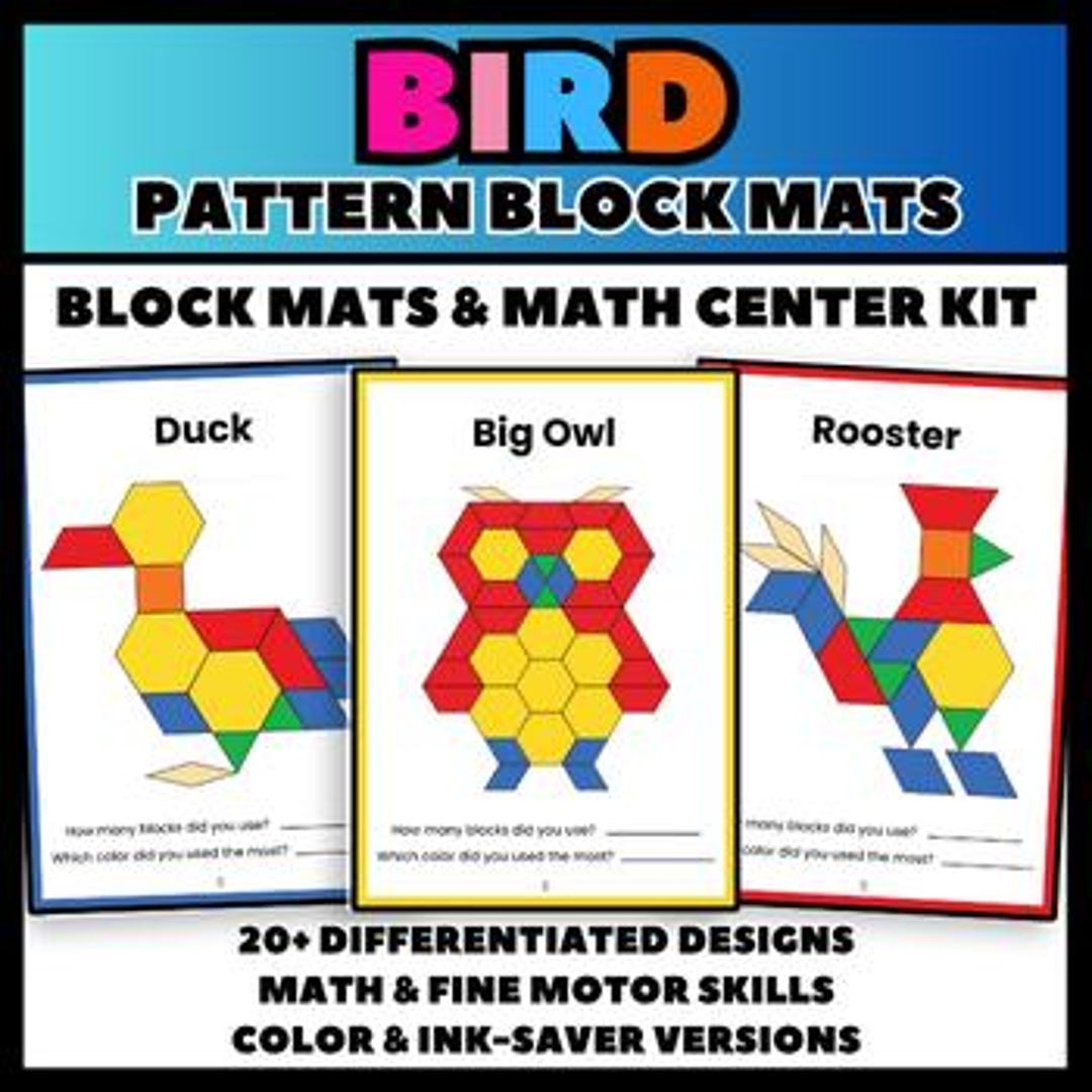 Bird Pattern Block Mats Tangram Puzzle | Montessori Math Activity ...