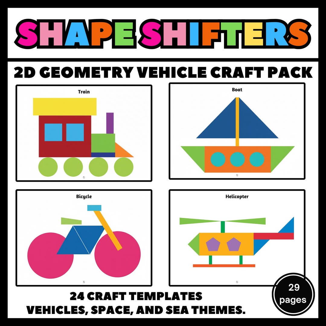 2D Shape Vehicle Crafts for Early Learners | Transportation Math ...