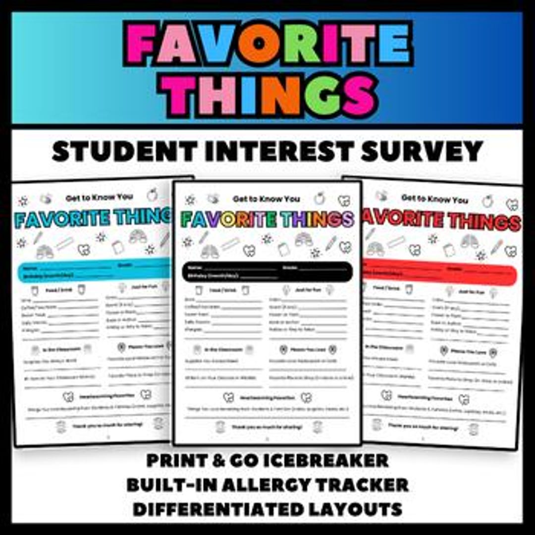 Grade 5 Student Interest Survey | All About Me Worksheet | Back to ...