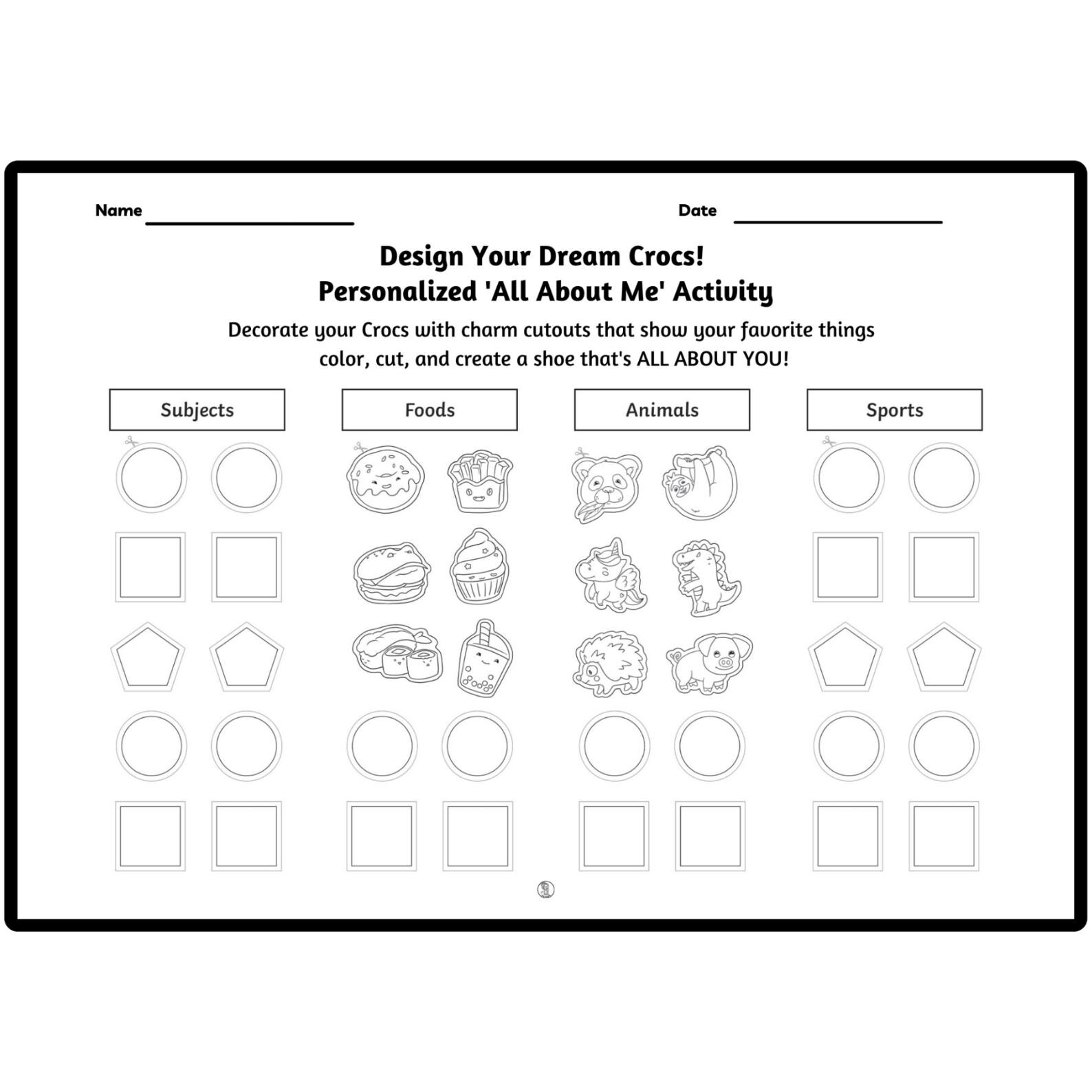 All About Me Crocs Design Activity | Back to School Icebreaker ...