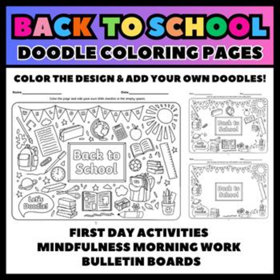 Back to School Coloring Pages | First Week Activity Doodle Sheets ...