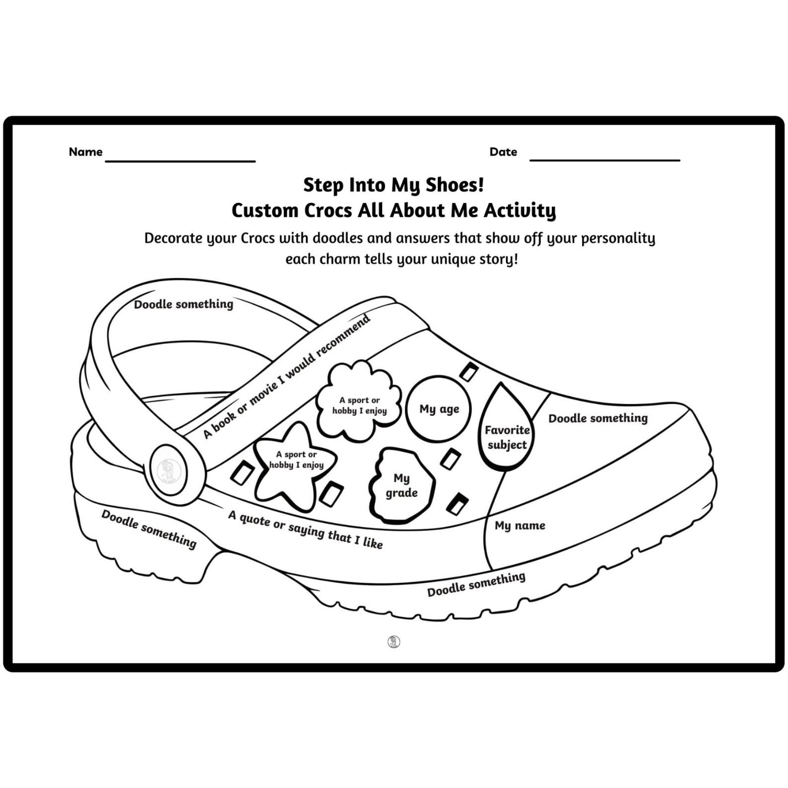 All About Me Crocs Design Activity | Back to School Icebreaker ...