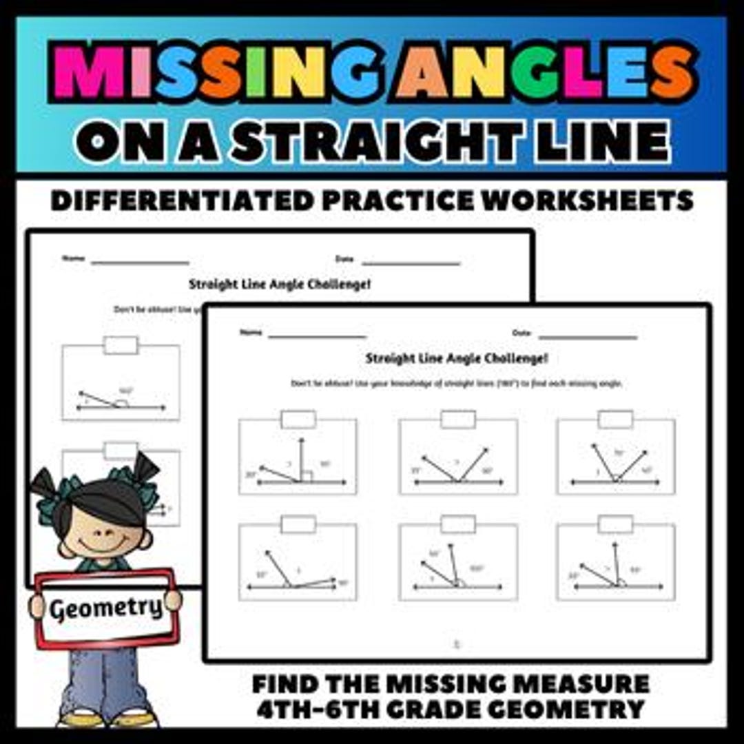 Missing Angles Worksheets | Straight Line Geometry Practice | 180 ...