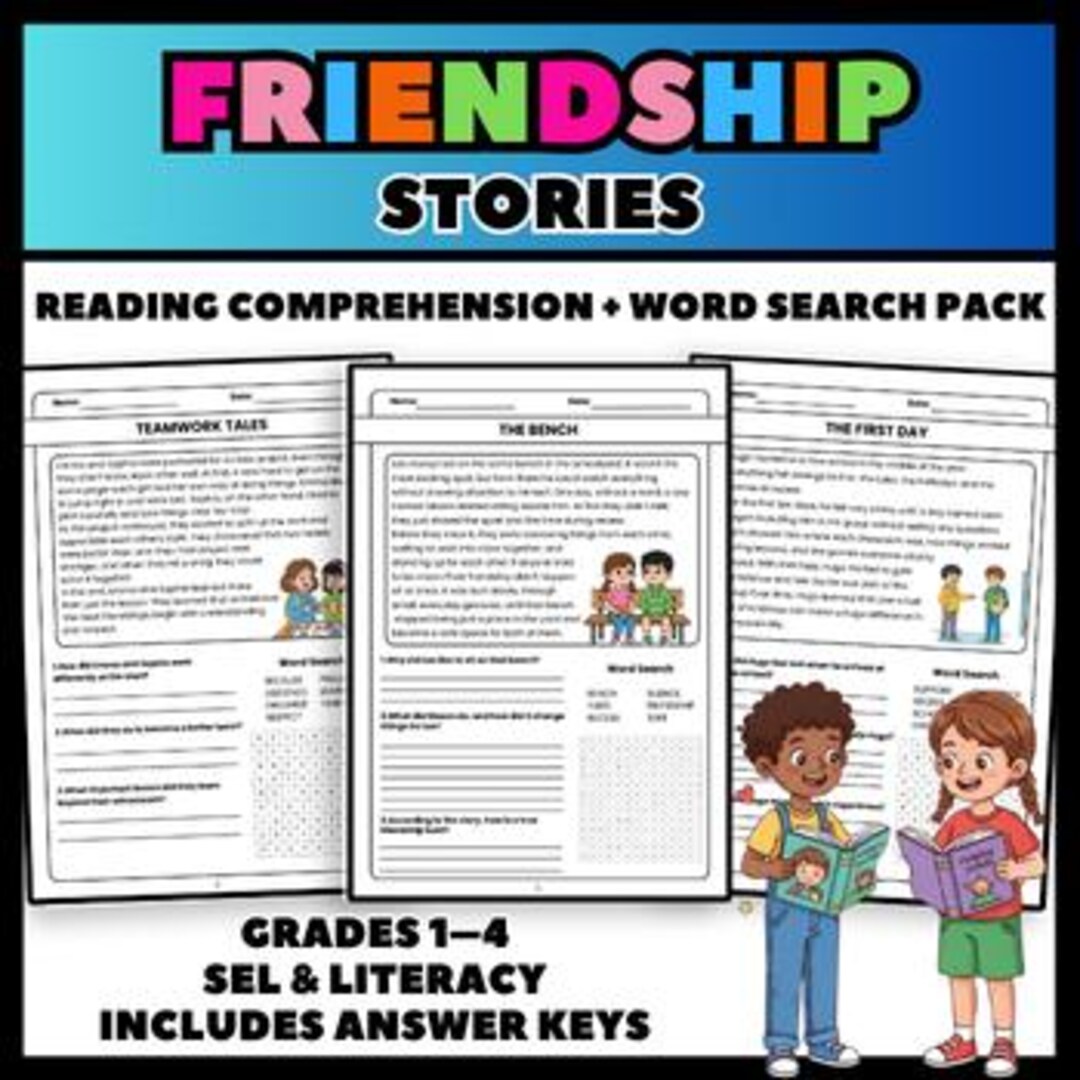 Friendship Stories Reading Comprehension | SEL Literacy, Grades 1-4 ...