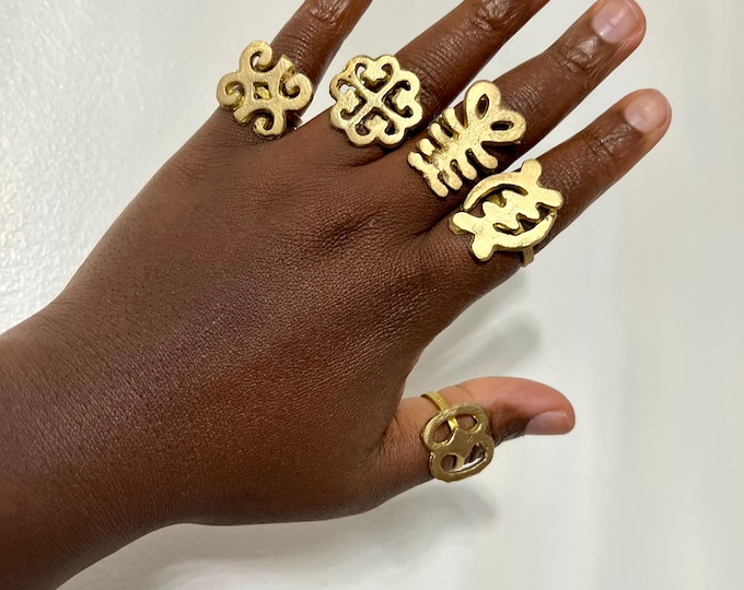 Adinkra Symbols Unisex Brass Rings, Gye Nyame Ring, Sankofa Ring, Aya ...