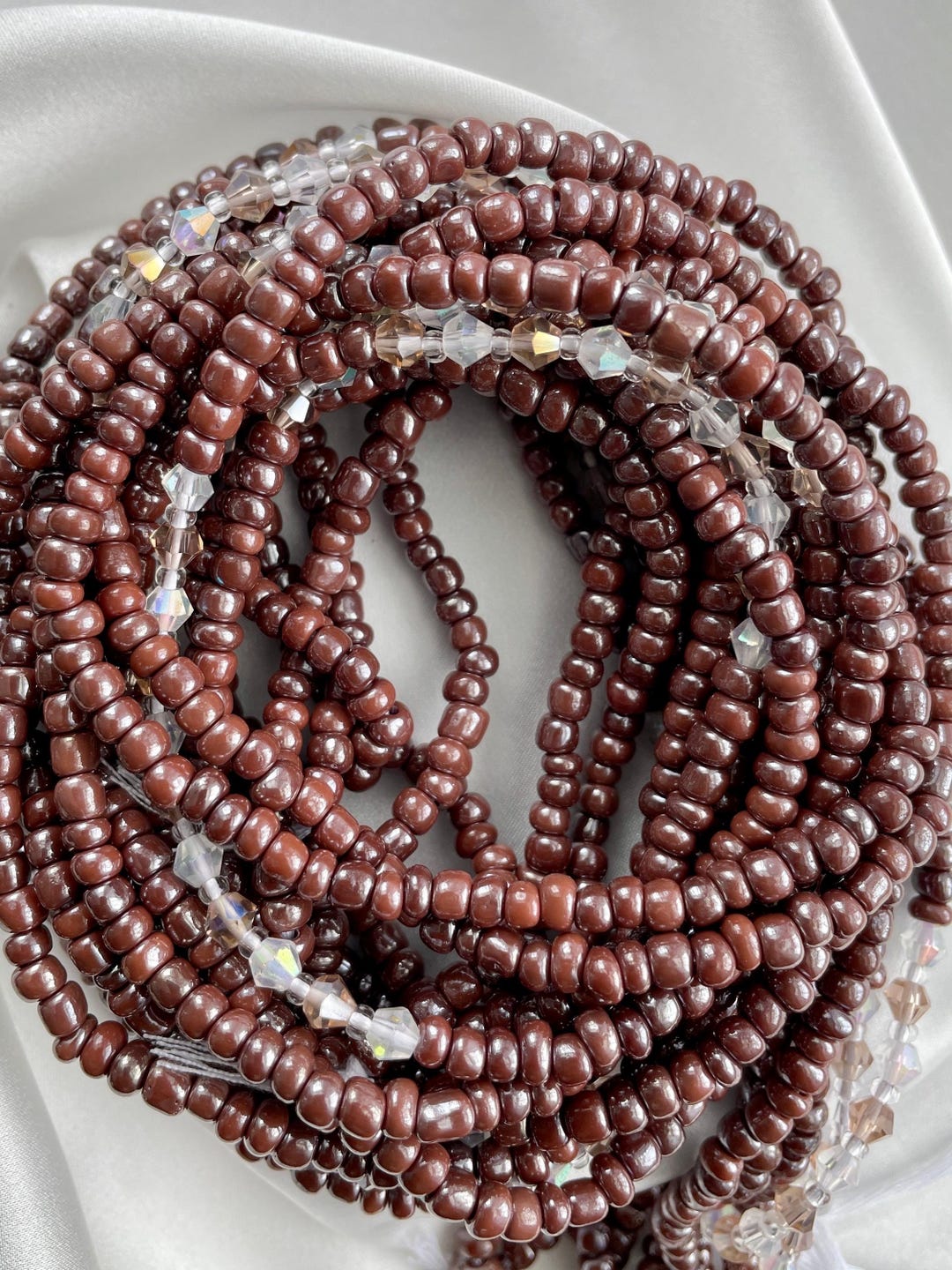 Brown Ghana Waist Bead: Tie on Belly Chain, Beaded Body Jewelry - Etsy