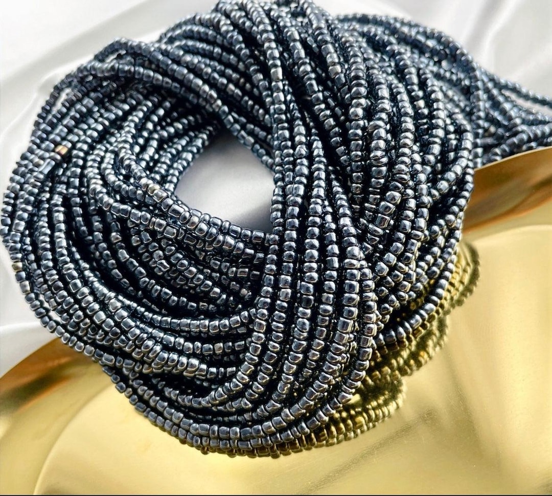 Black Ghana Waist Bead: Tie on Belly Chain, Beaded Body Jewelry - Etsy